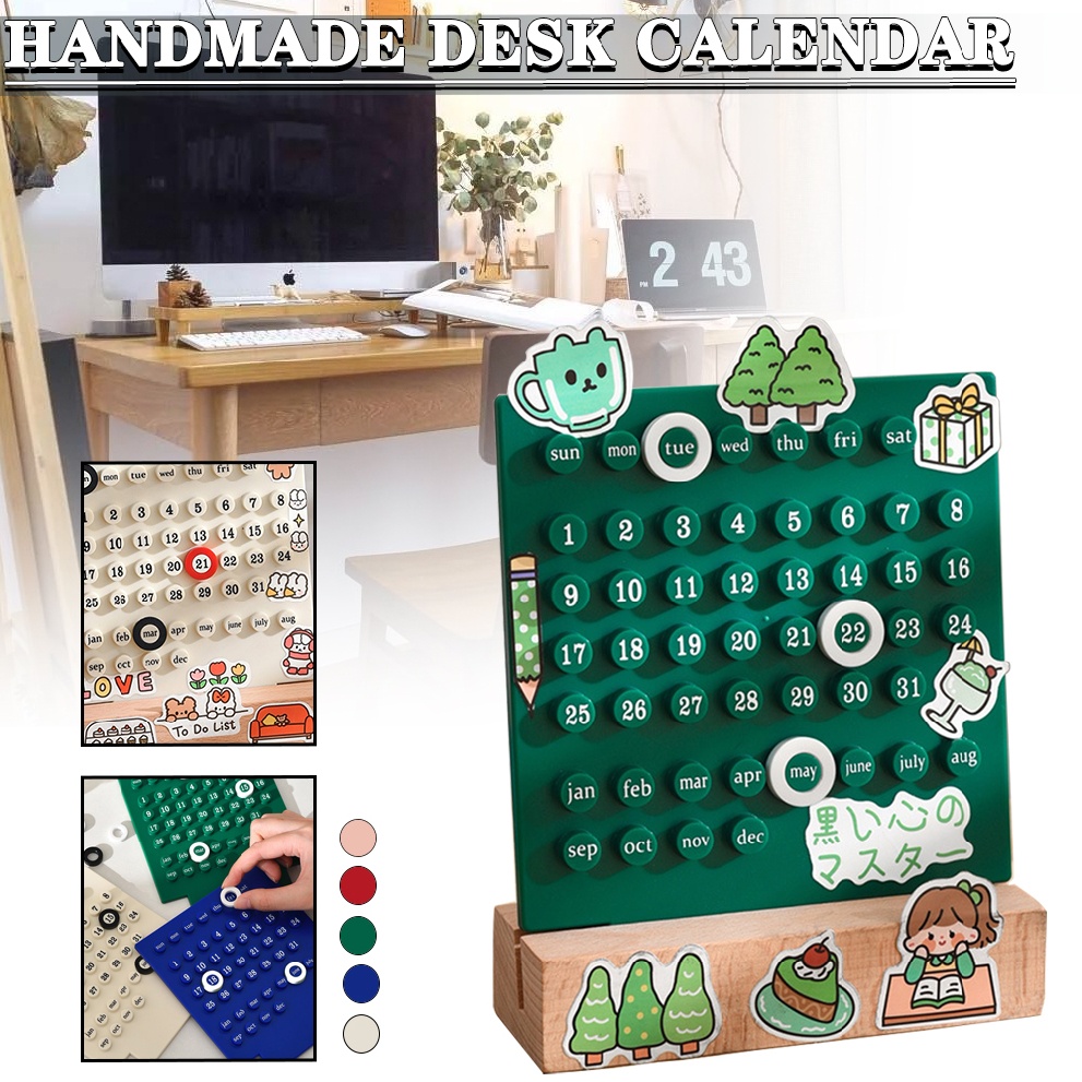 Manual DIY Loop Calendar Cute Perpetual Calendar Reusable Wooden Desk ...