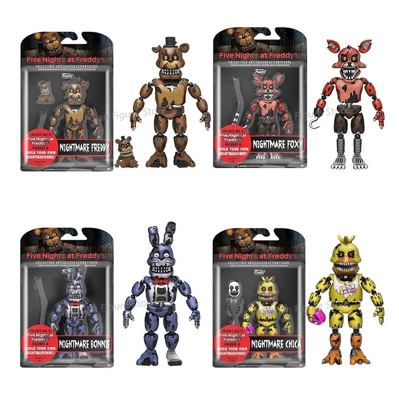 FNAF Nightmare Freddy Figures Bonnie Chica Action Figure PVC Funtime ...