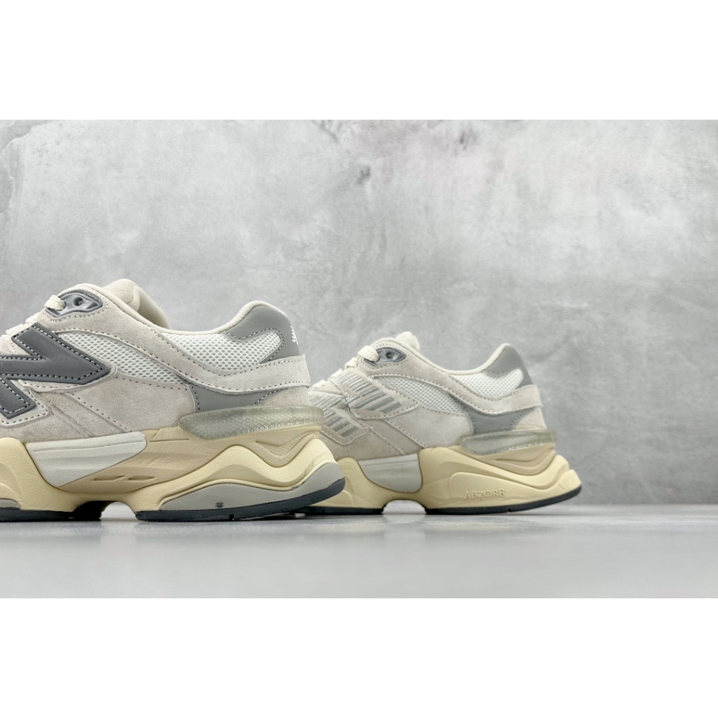 ลิขสิทธิ์แท้ New Balance NB9060 Light gray beige วินเทจช็อกกันลื่นกีฬาลำลองรองเท้าวิ่งEU36-45 ...