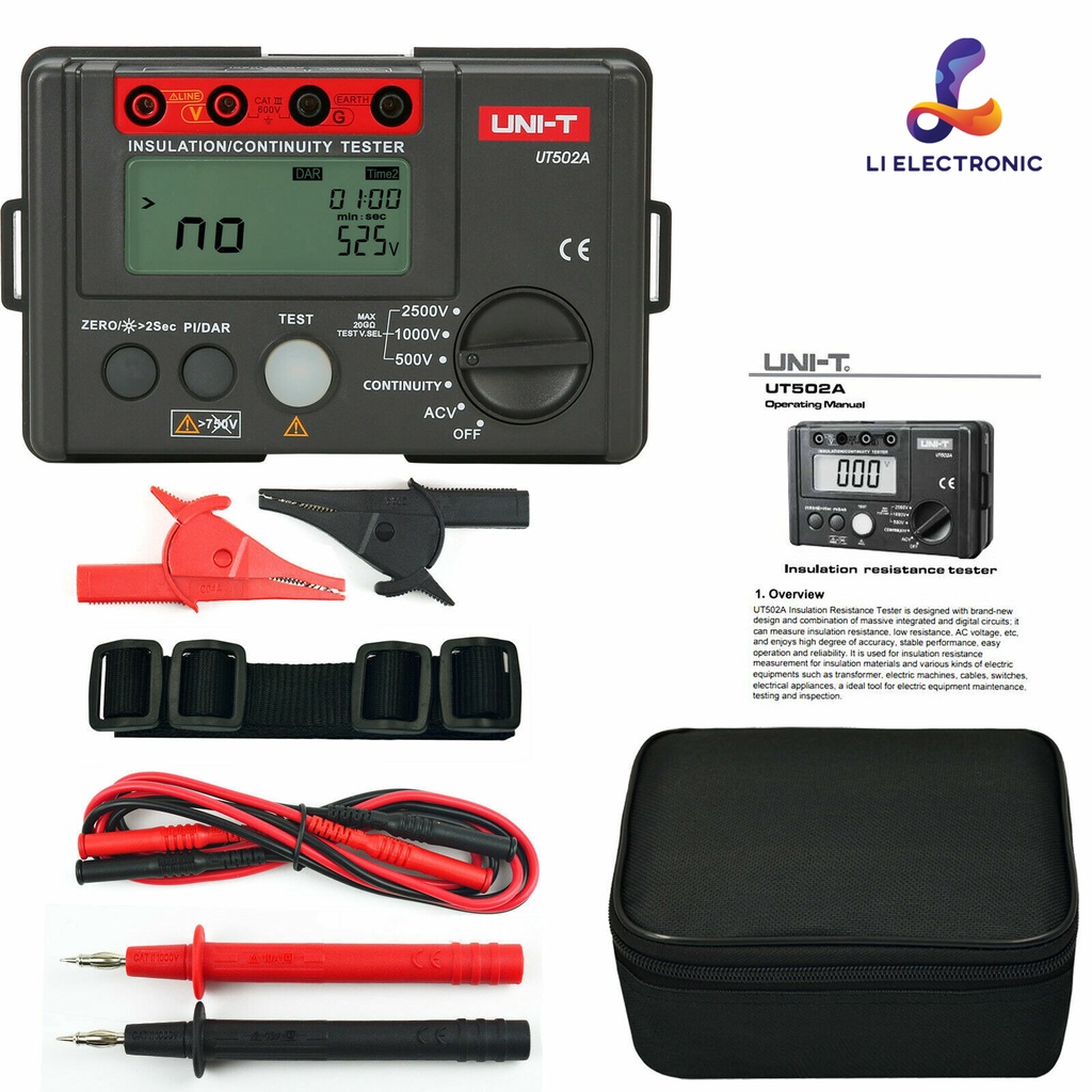แท้ ส่งจากไทย UNI-T UT502A เมกะโอมห์มิเตอร์ ดิจิตอล 2500V เครื่องวัด ...