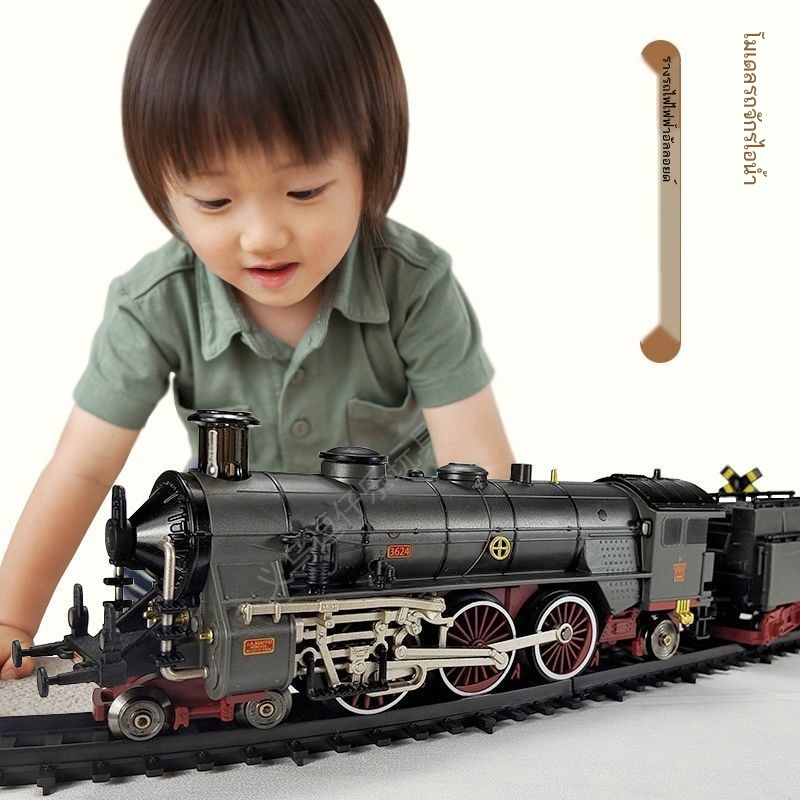 Aole รถไฟไอน้ำรุ่นโลหะผสม retro พ่นจำลองไฟฟ้าเด็กรถไฟความเร็วสูงโหลดติด ...