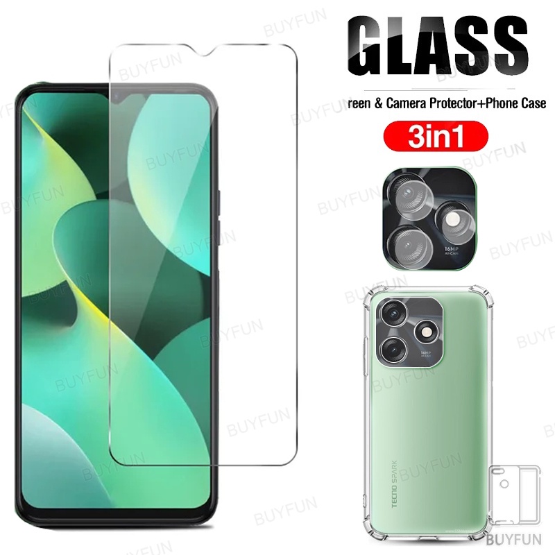 3in1 ฟิล์มกระจกนิรภัยกันรอยหน้าจอ และเลนส์กล้อง แบบใส สําหรับ Tecno Spark 10 10c 20c 20 Pro 5G ...