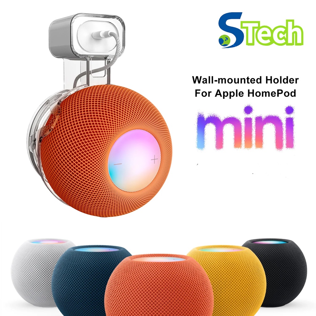 รองรับตัวยึดผนังสําหรับ Apple HomePod mini พร้อมที่เก็บสายเคเบิล คุณภาพ ABS เคสแข็ง ขาตั้งลําโพง ...