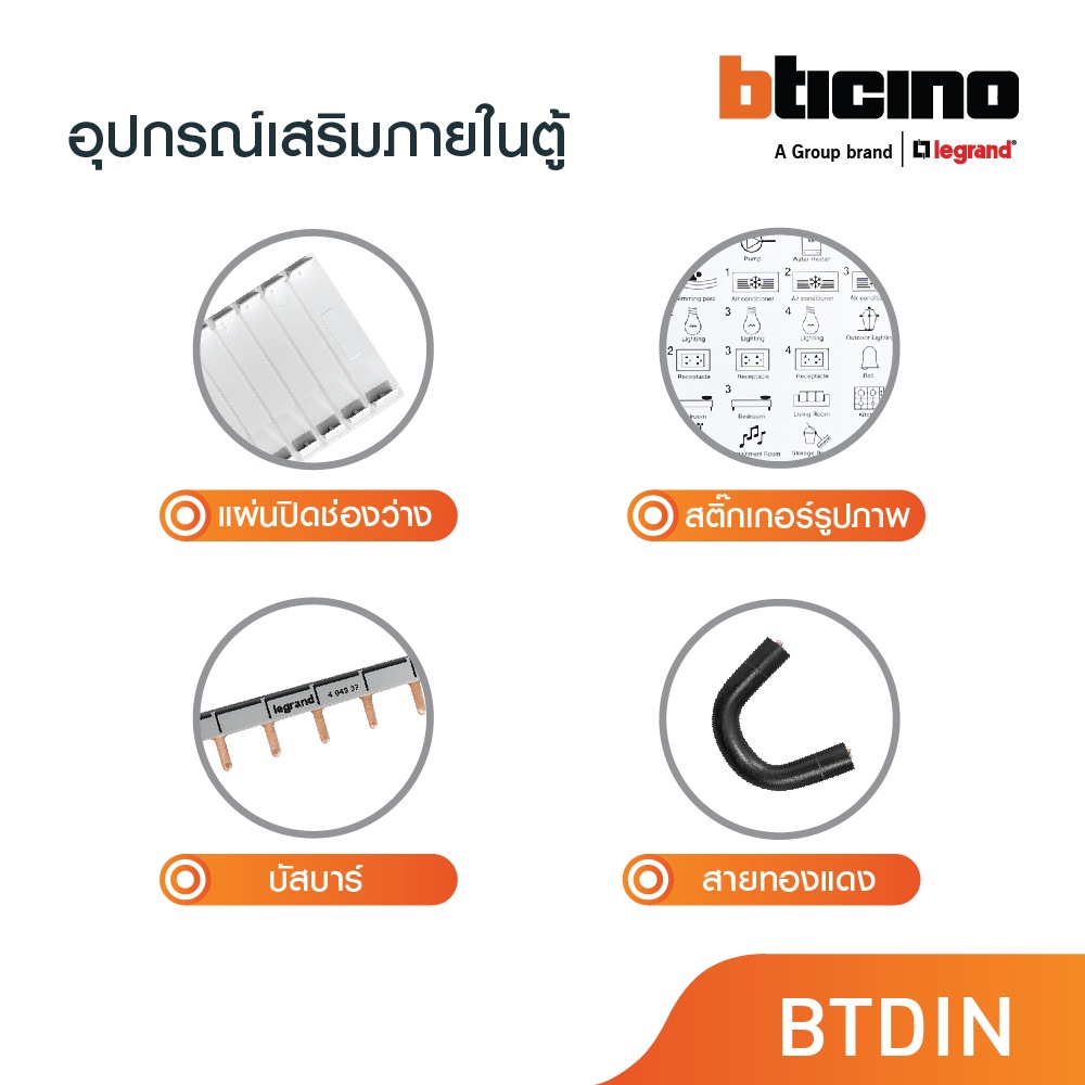 BTicino ตู้คอนซูเมอร์ ยูนิต (แบบเกาะราง) 14 ช่อง Consumer Unit Din Type ...