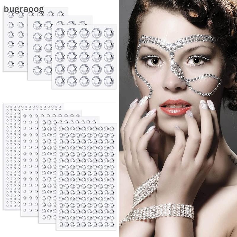 Bug Self กาว Face Hair Gems Rhinestones คริสตัลสติกเกอร์อัญมณีแต่งหน้า ...