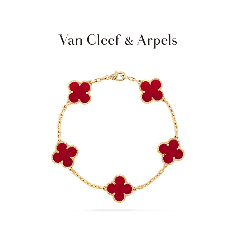 [พร้อมกล่อง] Van Cleef & Arpels / Vca Alhambra สร้อยข้อมือ ลายดอกไม้ สี ...