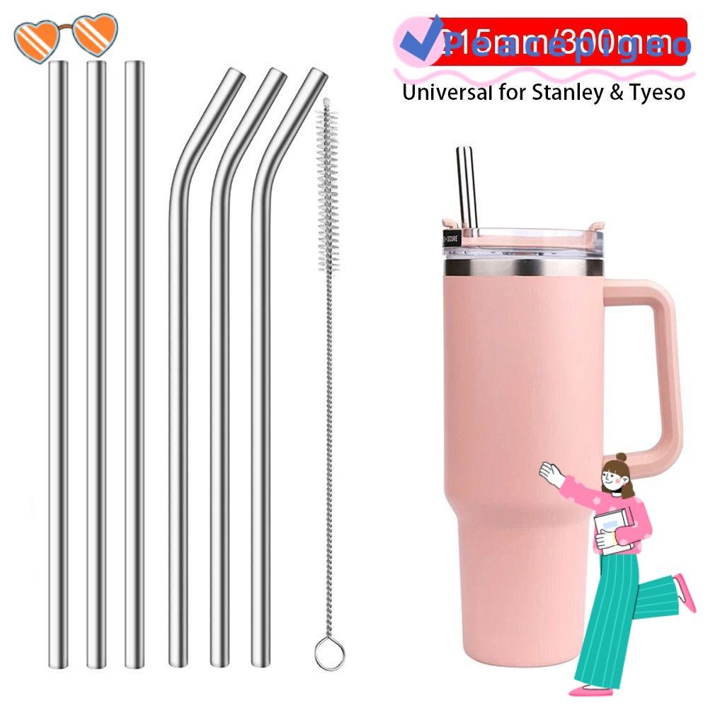 Peacepigeo 1 ชิ้นหลอดสแตนเลส, 6 มิลลิเมตร 8 มิลลิเมตรตรง Bent ถ้วยฟาง,ทนทานดื่มเงินนํามาใช้ใหม่ ...