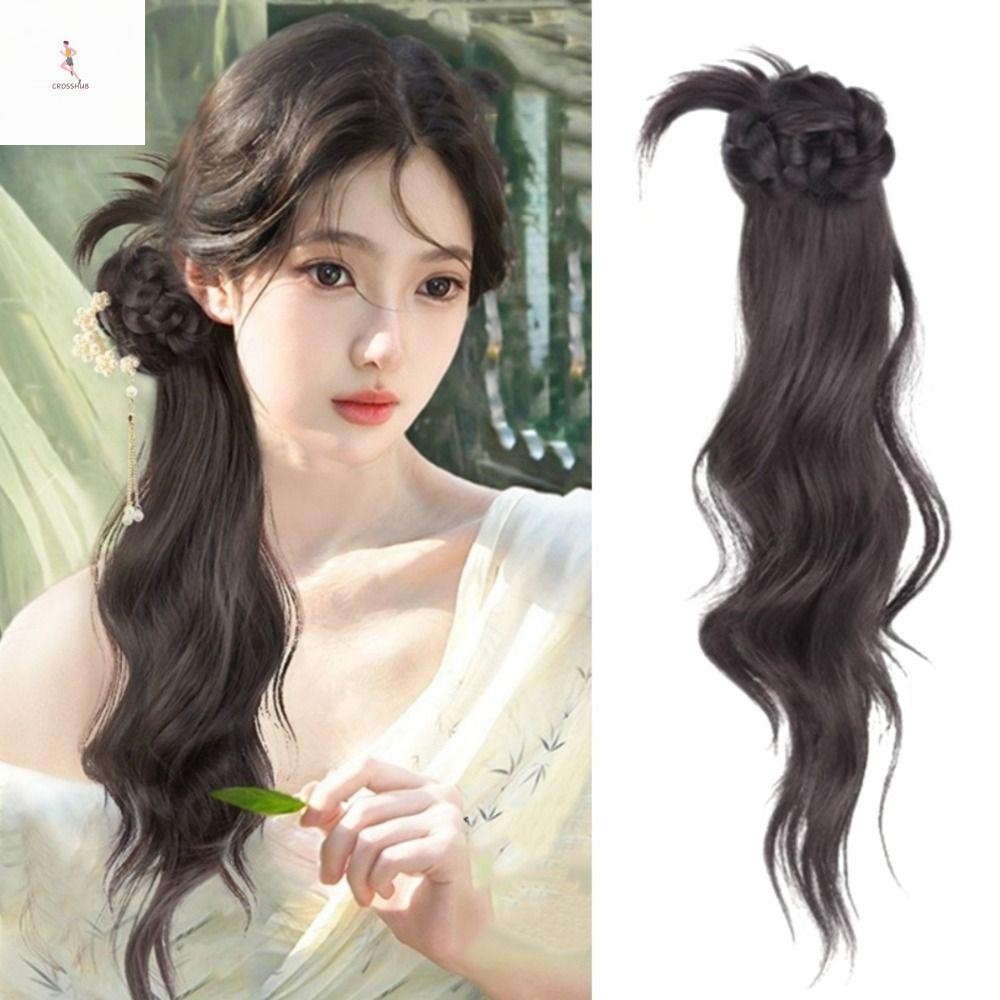 Cross Claw คลิปวิกผมหางม้า, ใหม่สไตล์จีนวิกผม Braid ยาว Curly หางม้า ...