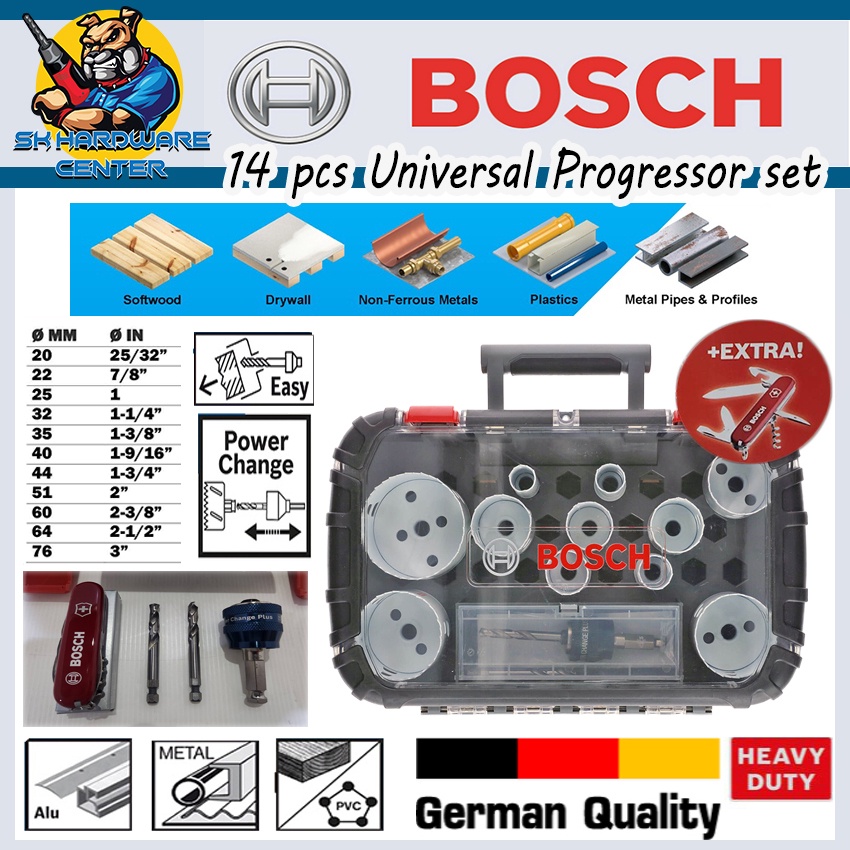 ชุดเซ็ตโฮลซอเจาะเหล็ก-ไม้-อลูมิเนียม ฯลฯ 14ตัว/ชุด 20-76mm ยี่ห้อ BOSCH รุ่น 14 pcs universal ...