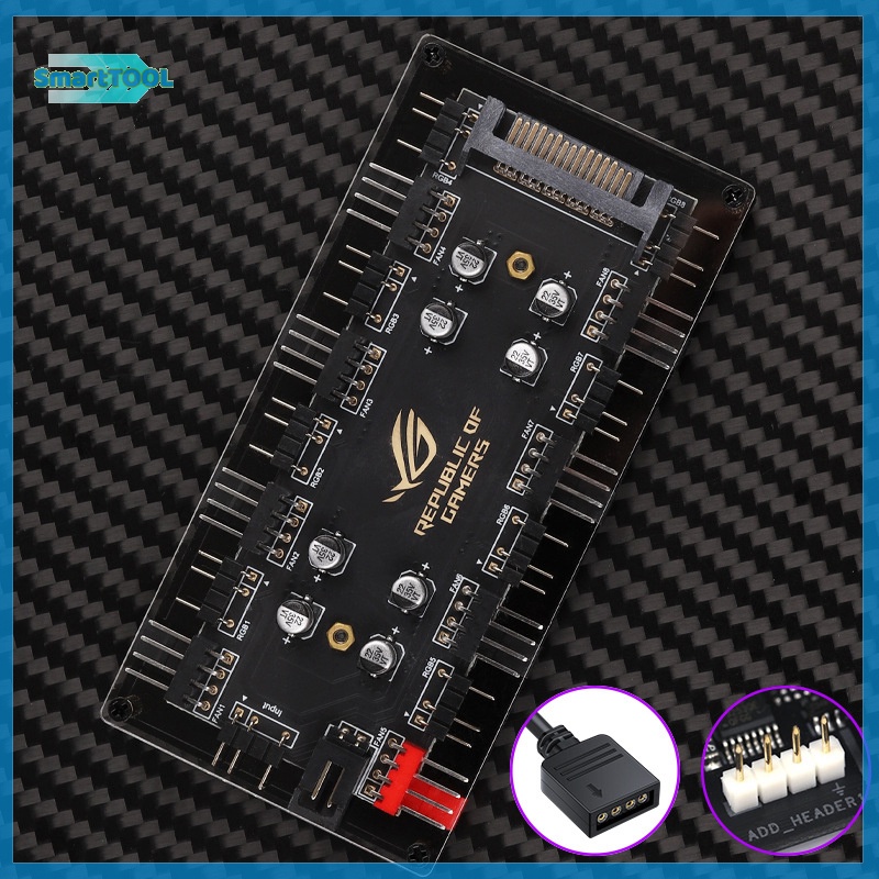 Utzn> ใหม่ อะแดปเตอร์ควบคุมความเร็วพัดลมระบายความร้อน 12V 4Pin RGB 5V ...