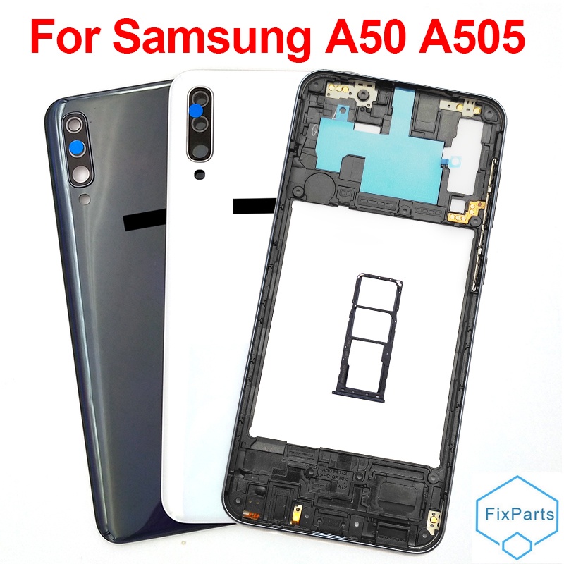 ฝาครอบแบตเตอรี่ ด้านหลัง พร้อมซิมการ์ด Tra สําหรับ Samsung Galaxy A50 2019 A505 SM-A505F ...
