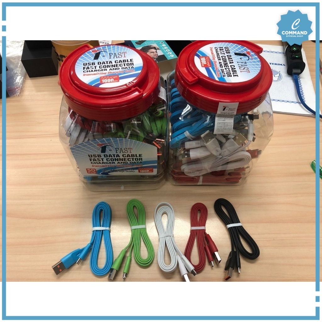 T8 สายชาร์จข้อมูล แบบแบน ชาร์จเร็ว MICRO V8 TYPE C - Command OS ...