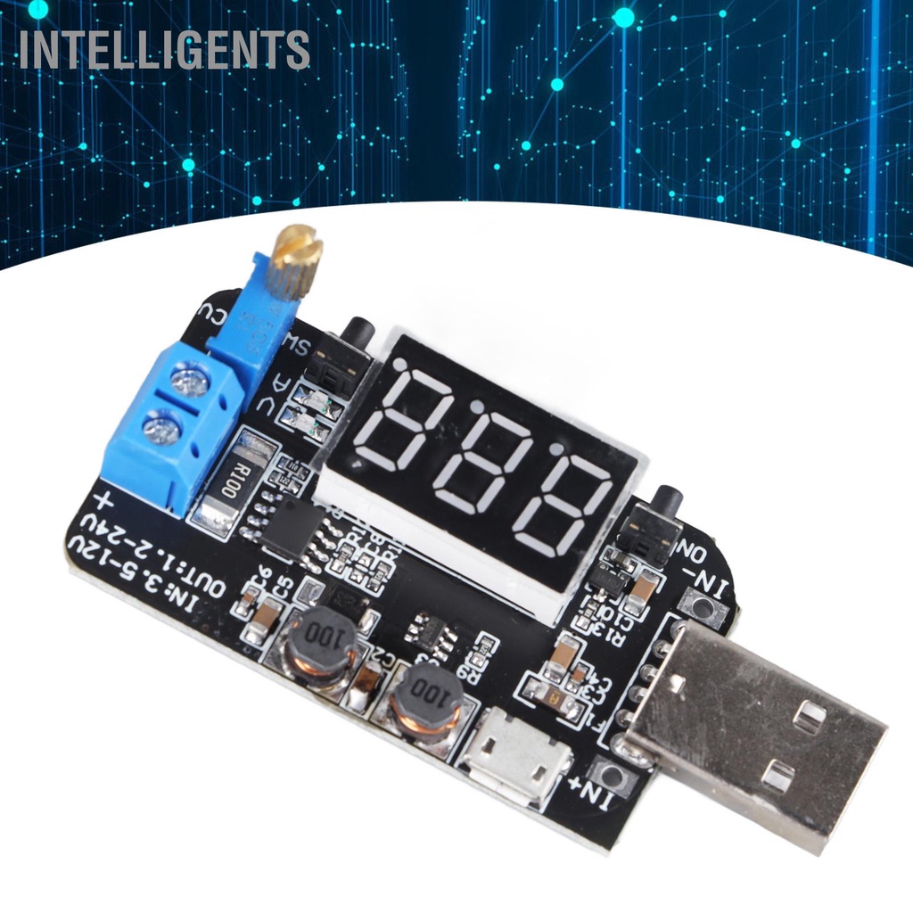 IntelligentS โมดูลแหล่งจ่ายไฟ USB 5V to 3.3V 9V 12V 18V 24V ป้องกันการโอเวอร์โหลด Buck Boost ...