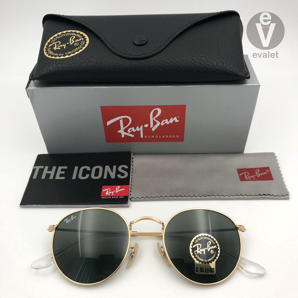 Ray/ban แว่นกันแดด ทรงกลม โลหะ | Rb3447 ทองคําดํา ขนาด 50 มม. TSXX ของ ...