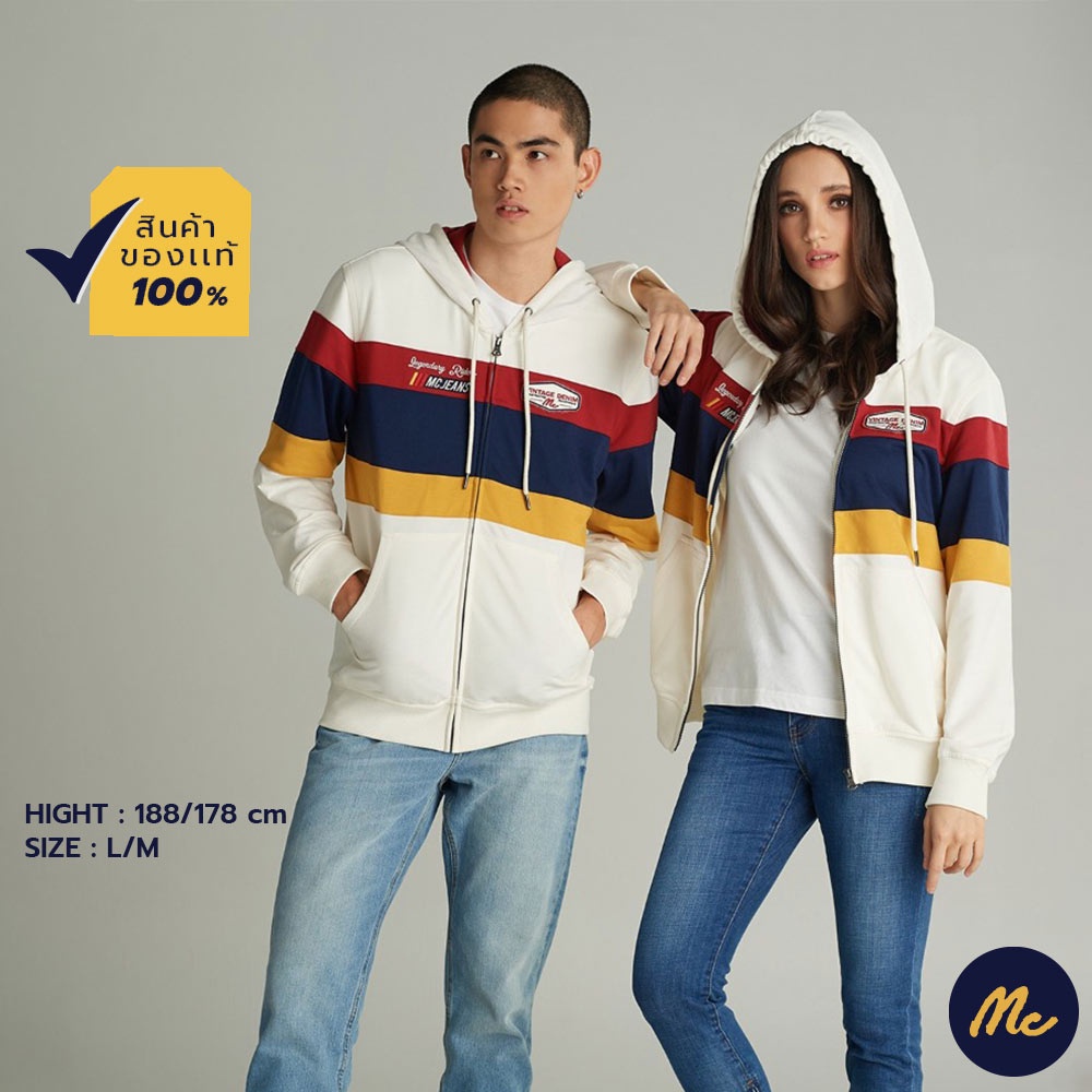 CODMc JEANS เสื้อกันหนาว มีฮู้ด สีครีม เสื้อ ฮู้ด mc ใส่ได้ทั้งผู้หญิง ...