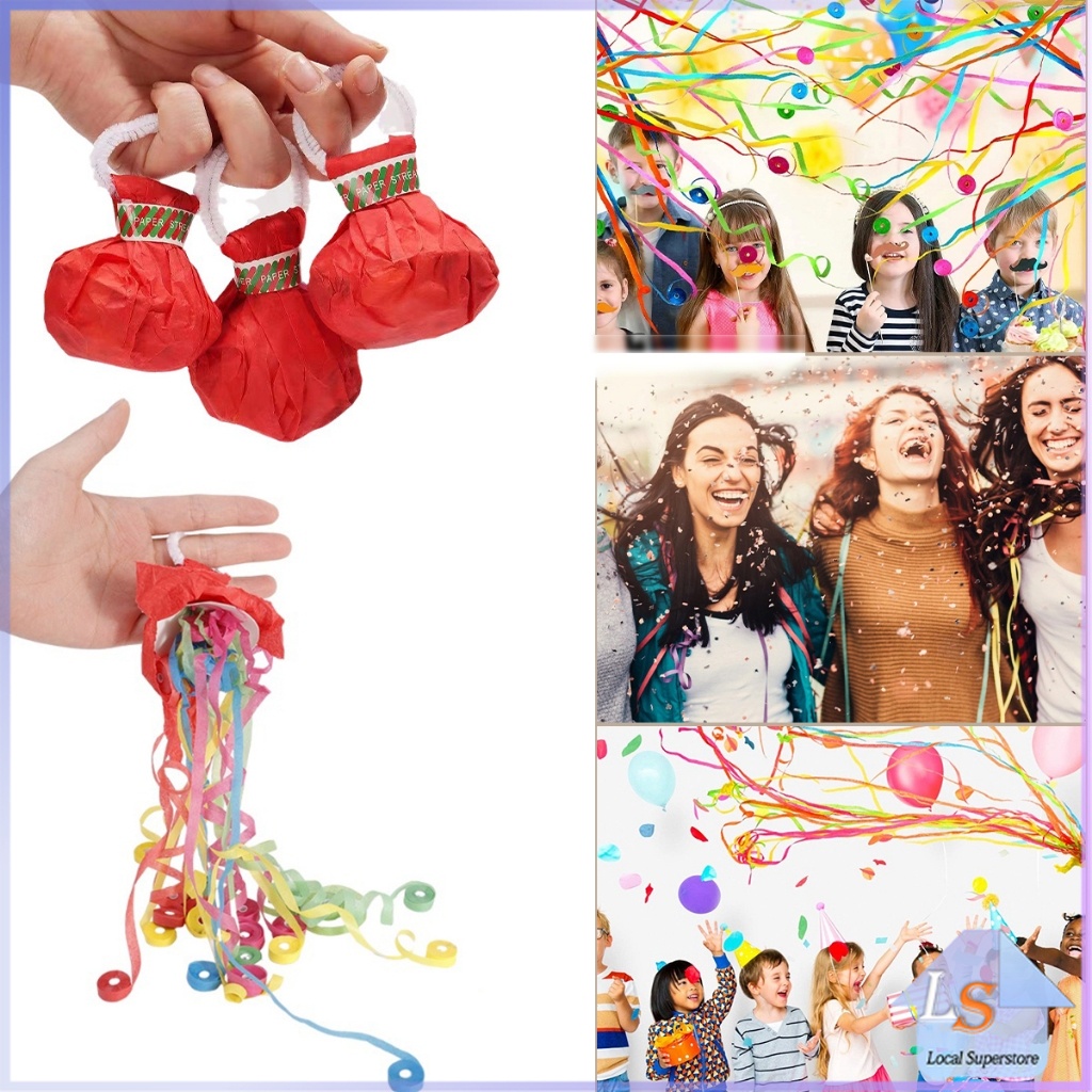 พลุกระดาษ แบบโยน ริบบิ้นกระดาษ ฉลองปาตี้ เทศกาล Hand Throw Streamers ...