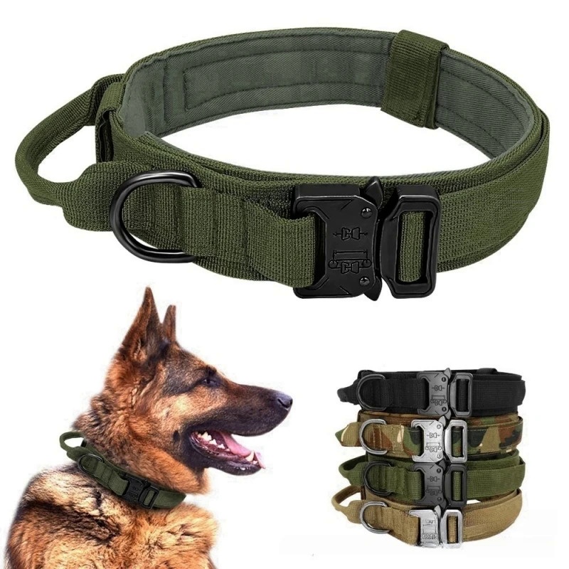 Military Tactical Dog Collar Adjustable Soft Nylon Outdoor Training K9 ...
