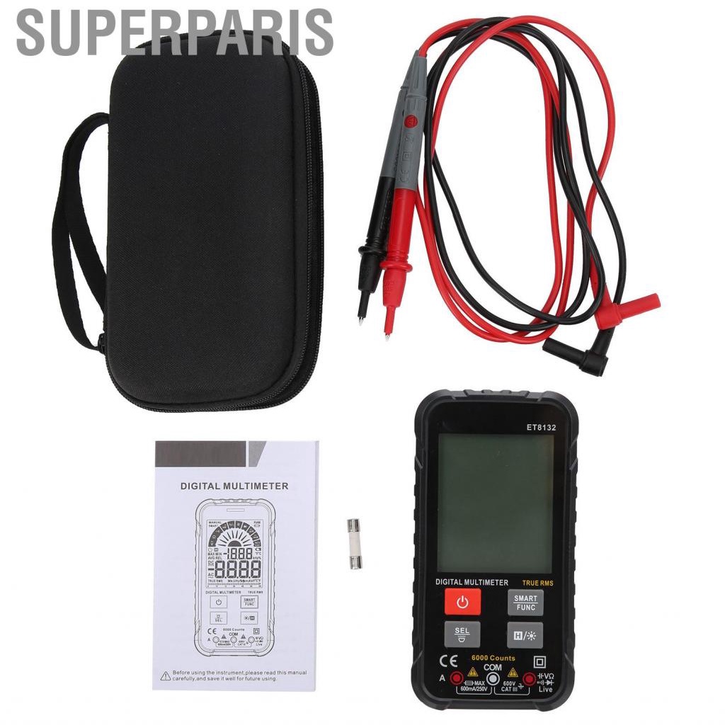 Superparis Digital Multimeter Ammeter Voltmeter Smart True RMS Button ...