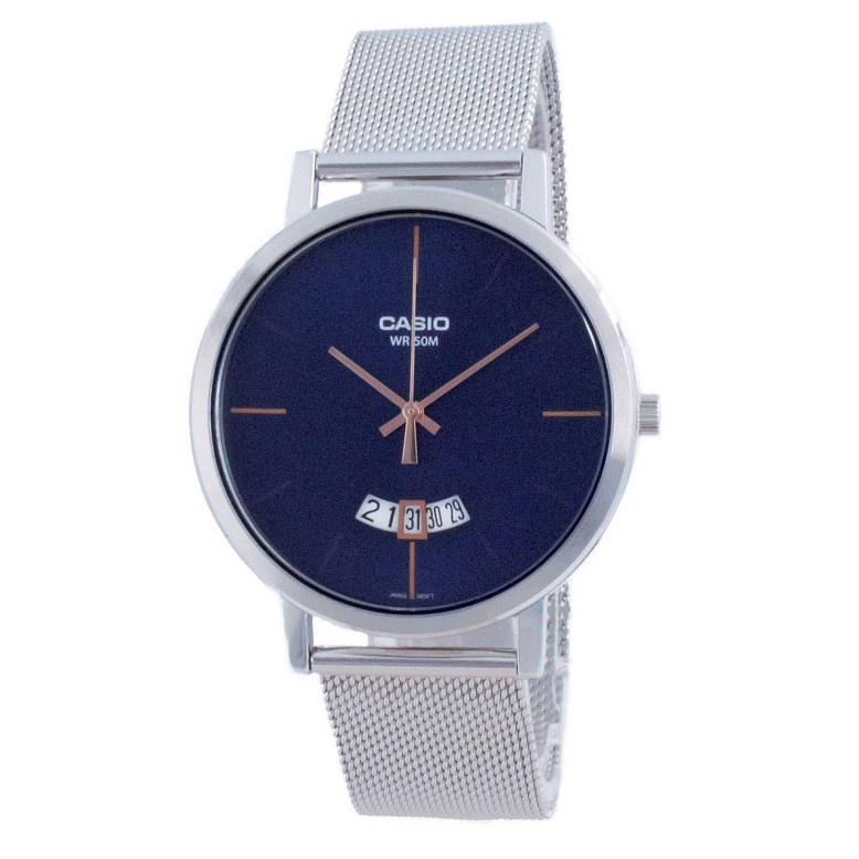 [Time Cruze] Casio MTP-B100 Analog Quartz Stainless Steel Blue Dial Men Watch MTP-B100M-2EVDF ...