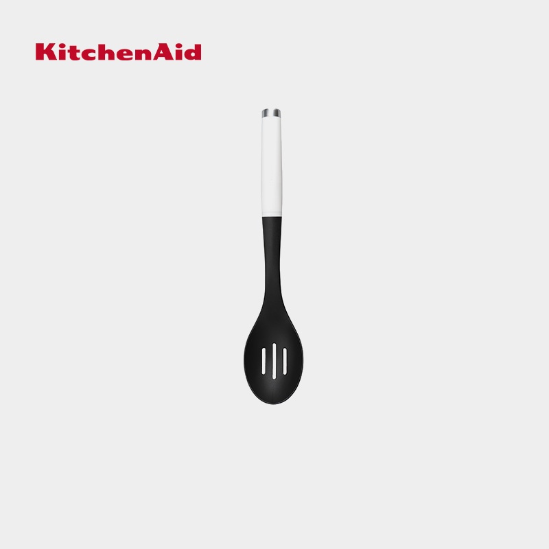 KitchenAid Nylon Slotted Spoon - Onyx Black/ White / Charcoal Grey ...