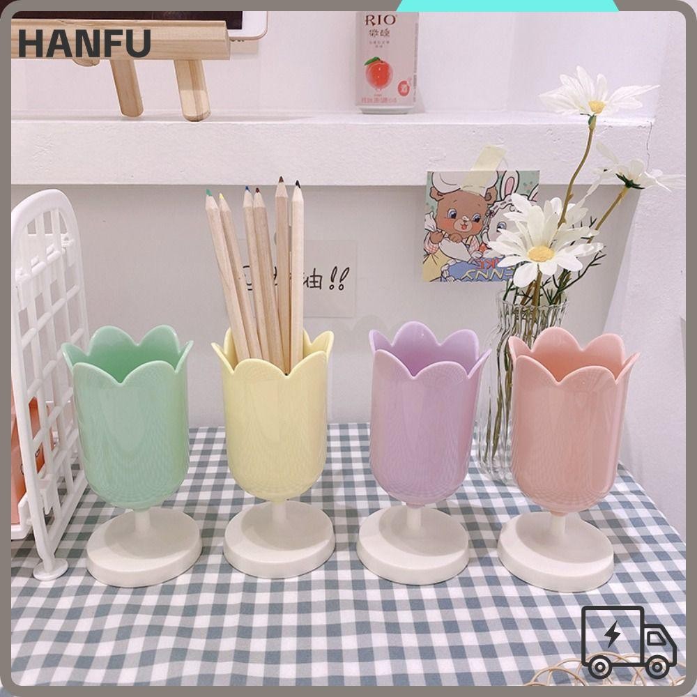 Hanfu ที่วางแปรงแต่งหน้า INS Desktop Storage Organizer ถังเก็บพลาสติก ...