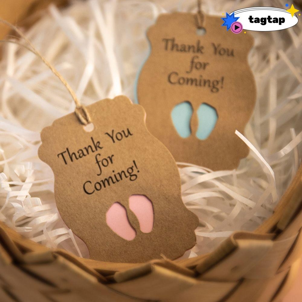 Tagtap 50 ชิ้น Baby Shower Hanging Tags Boy หรือ Girl Christening Gender เปิดเผยเท้าขวดนม ...