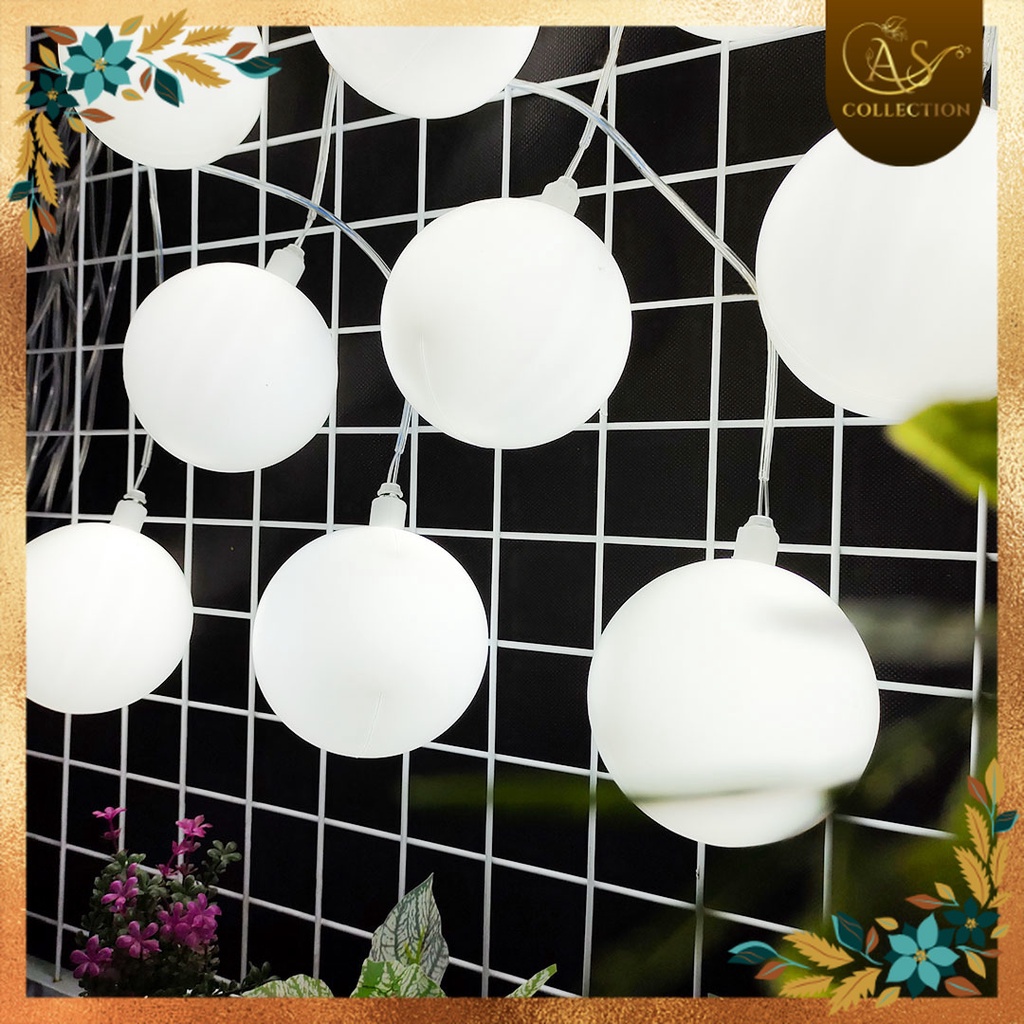 Putih แขวนไฟบอล 1 ชุด 10 LED พลาสติก Doff - หลอดไฟ Tumblr แสงน้ํานมสี ...