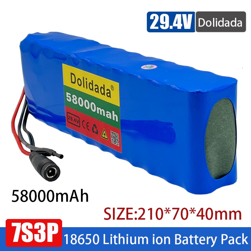 24V 58Ah 7s3p 18650 Battery Lithium Battery 24v 58000mAh Electric ...
