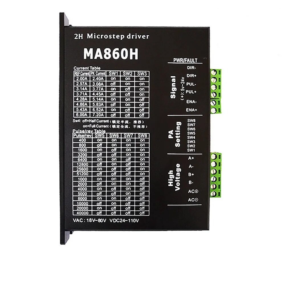 โมดูลควบคุมสเต็ปมอเตอร์ MA860H 18-80V AC 24-110V DC 7.2A สําหรับสเต็ป ...