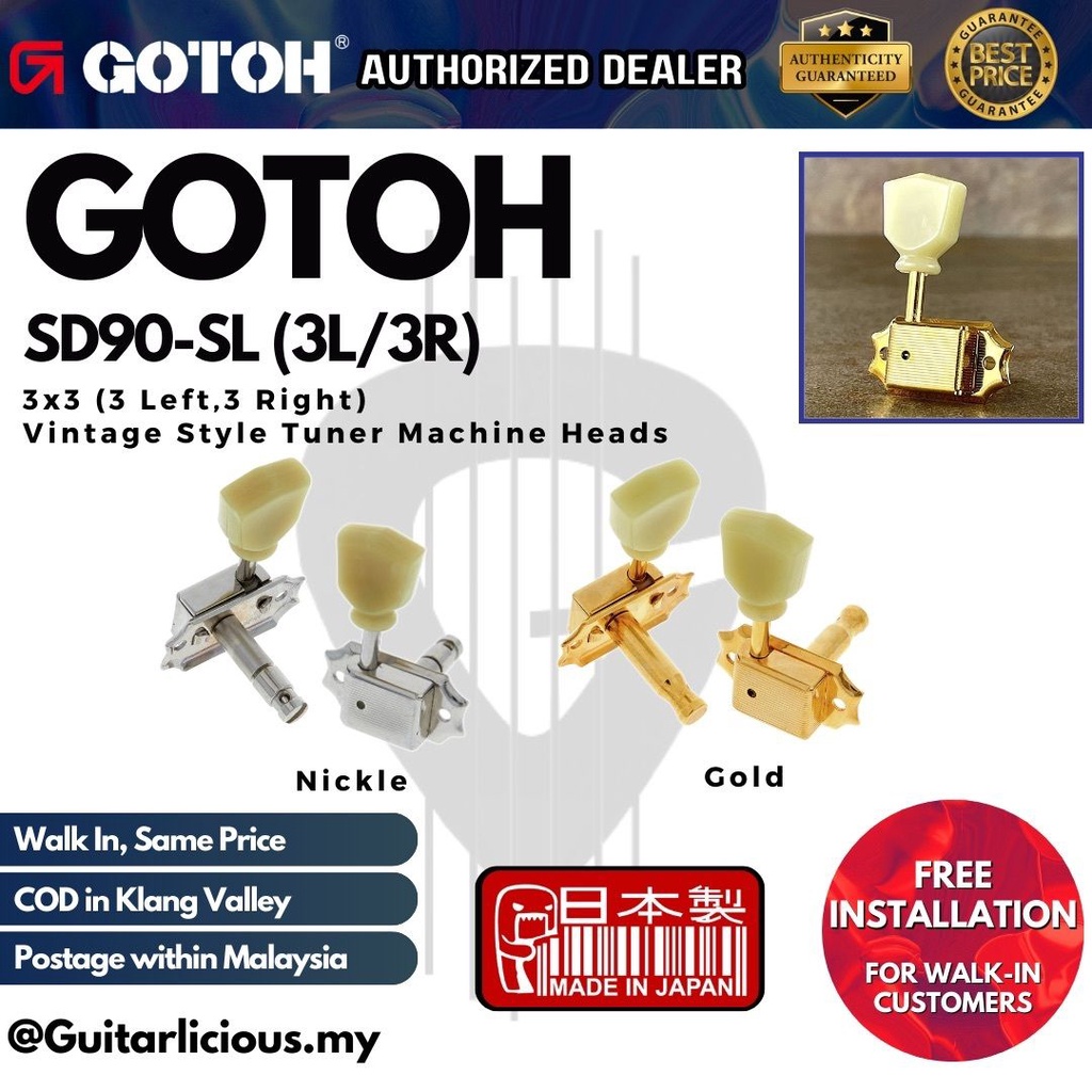 Gotoh SD90-SL สไตล์วินเทจ 3x3 (3L,3R) หัวเครื่องจูนเนอร์ SD90SL / SD-90 - อิสระสําหรับเดินใน ...
