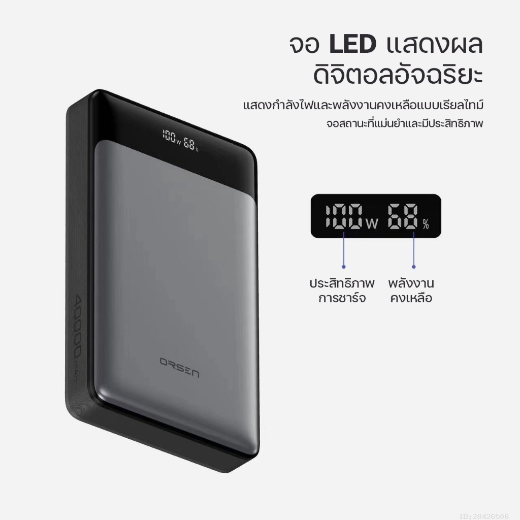Eloop E65 แบตสำรอง 40000mAh ชาร์จเร็ว PD 100W TypeC USB Super Charge QC PPS Digital LED และความ ...