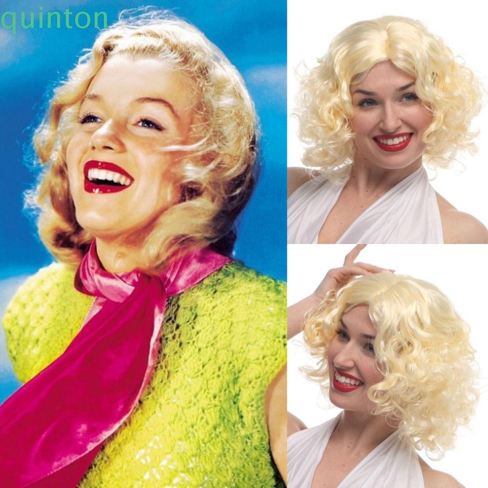 Quinton Marilyn Monroe คอสเพลย์วิกผม,ผมสังเคราะห์ฮาโลวีนผมหยิกสั้น ...