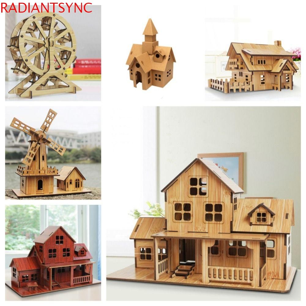 Radiantsync DIY Ferris ล้อ Modle, ปราสาทกังหันลม 3D ปริศนาไม้ Villa House, การศึกษาไม้ไผ่ ...