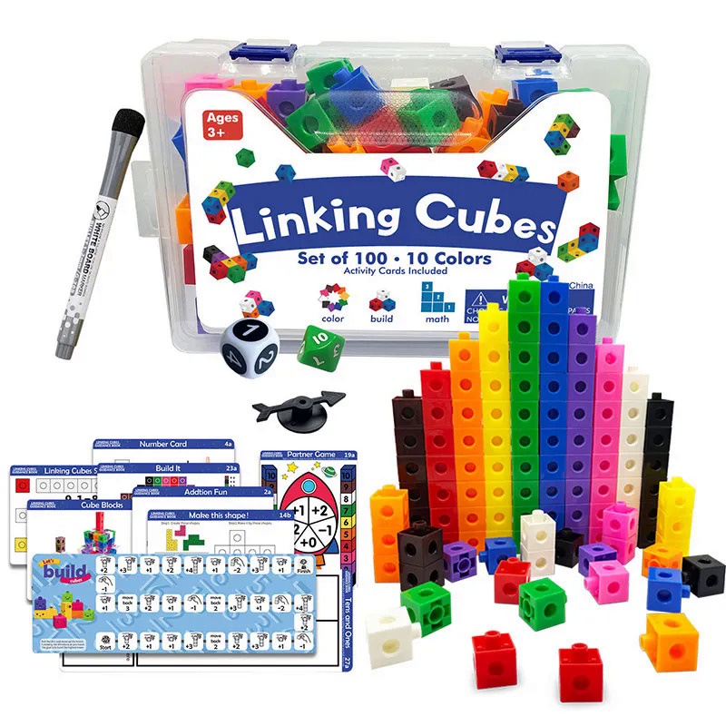 Montessori Rainbow Math Link Cubes Educational Toy Boxed 10 Color ...
