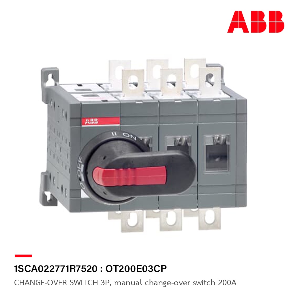 ABB Manual Change-Over Switch, 200A 3P 1SCA022712R7520 : OT200E03CP ...