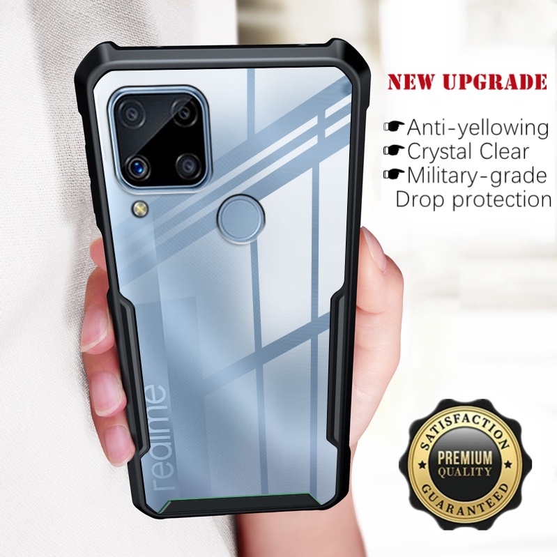 สําหรับ Realme C15 RMX2180 บาง อะคริลิคใส เคสด้านหลัง พร้อมมุมเสริม ...
