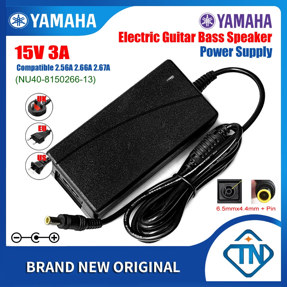 อะแดปเตอร์พาวเวอร์ซัพพลาย 15V 3A สําหรับกีตาร์ไฟฟ้า เบส 2.56A 2.66A 2.67A AC DC YAMAHA THR10II ...