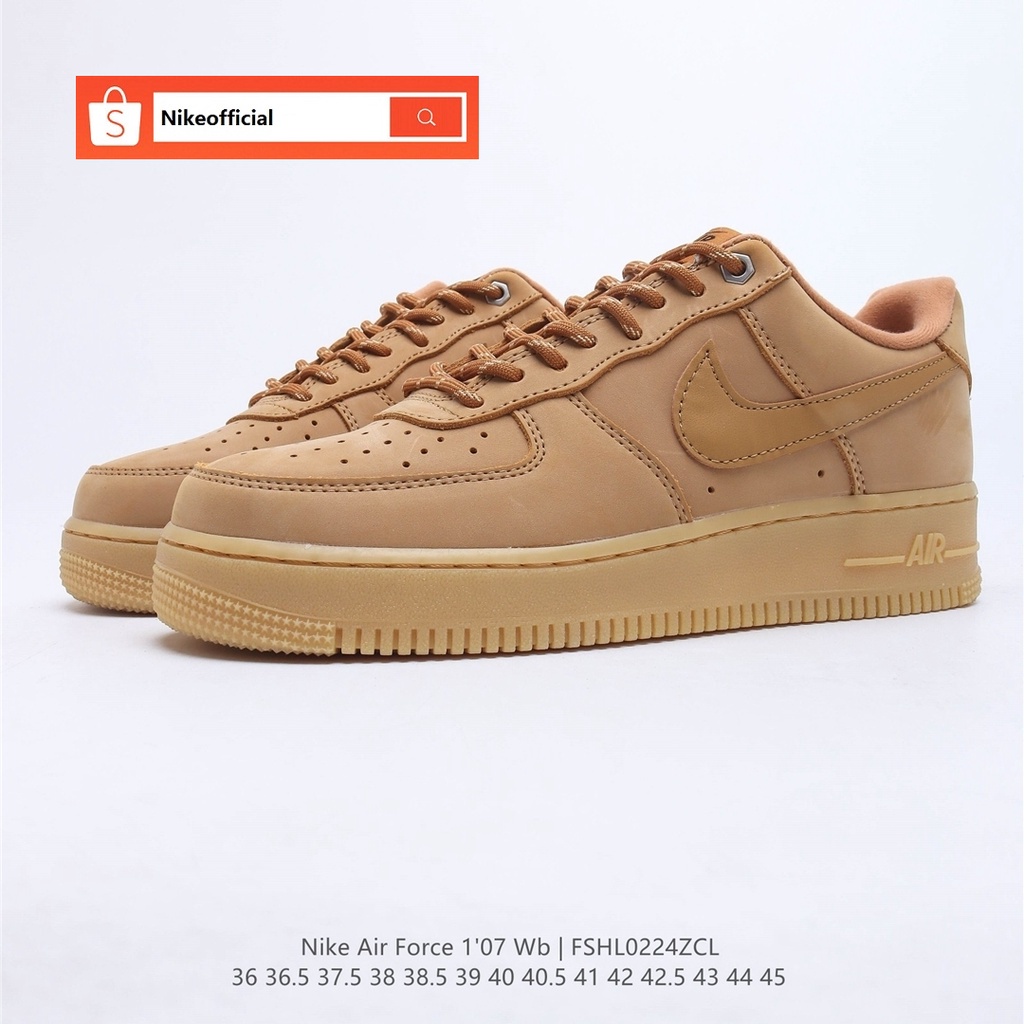 Original Nike Air Force 1'07 WB AF1 หนังนิ่มผ้าใบสีน้ำตาลต่ำ CJ9179-20 ...
