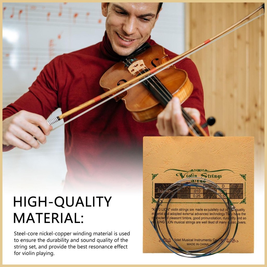 ชุดสายไวโอลินแกนเหล็กแข็ง Rich Tone Strings สําหรับ Fiddle Handcrafted ...