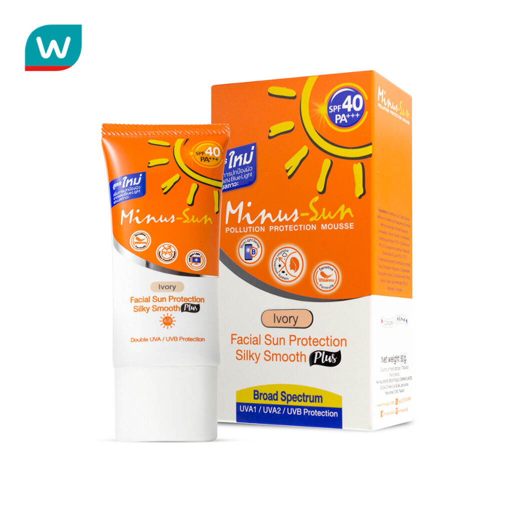 Minus-Sun ไมนัส-ซัน เอส พี เอฟ 40 พีเอ +++ (ไอเวอรี่) พอลลูชั่น โพรเทคชั่น มูส 50 กรัม | Shopee ...