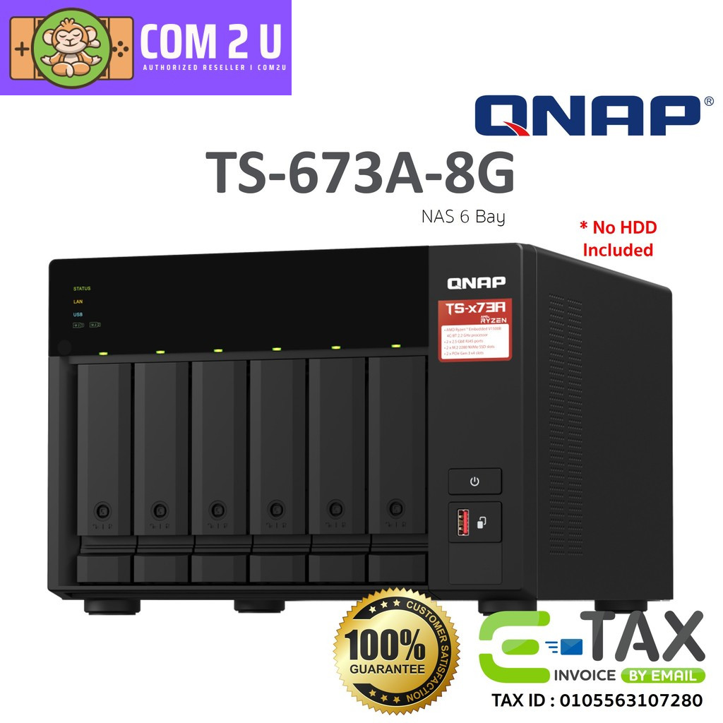 QNAP TS-673A-8G NAS อุปกรณ์เก็บข้อมูลบนเครือข่าย (AMD Ryzen V1500B, HDD ...