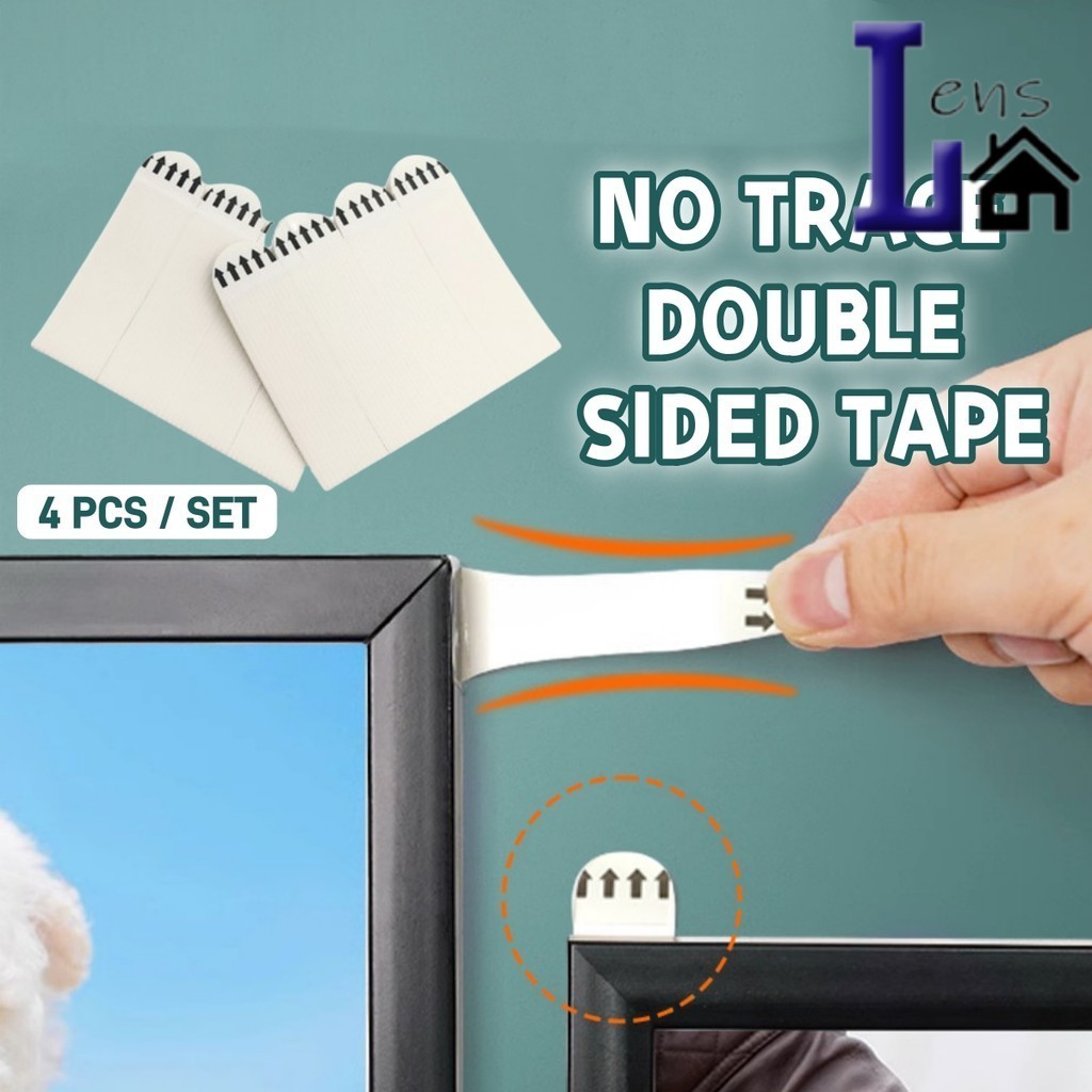(4 ชิ้น/เซ็ต) Traceless เทปสองด้านที่ถอดออกได้ Easy-pull กาว Self แถบ ...