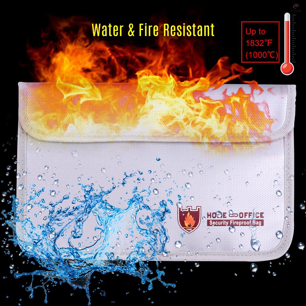 [TTHO] กระเป๋าเอกสารซิลิโคน มีซิปคู่ กันไฟ กันน้ํา ปลอดภัย สําหรับเก็บ ...