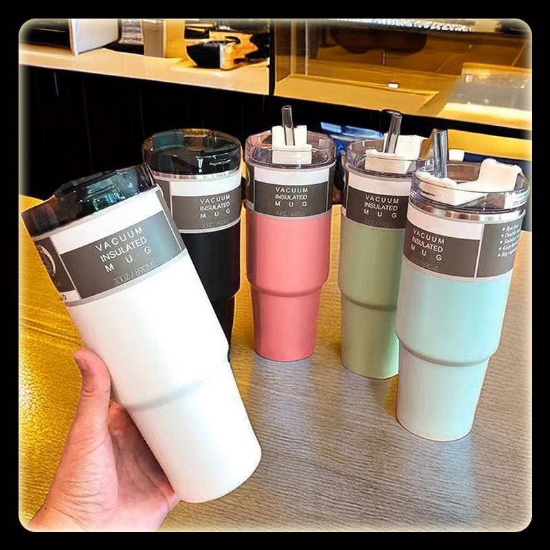 แก้วเก็บความเย็น 30 ออนซ์ แก้วน้ำสแตนเลส แก้วเก็บอุณหภูมิ แถมฟรี หลอด 30 OZ./890 ML | Shopee ...