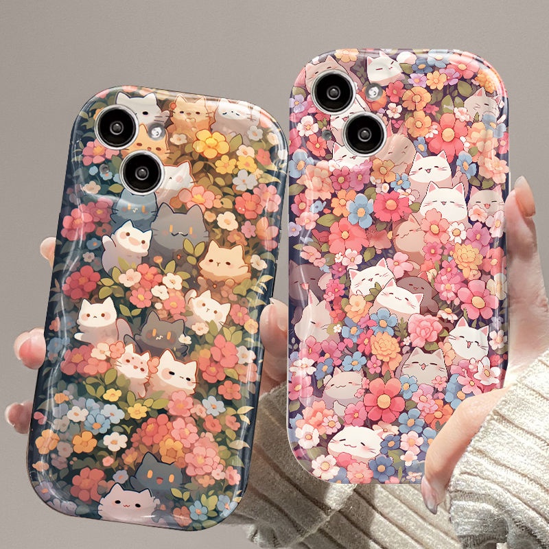 เคสโทรศัพท์มือถือ เต็มจอ ลายดอกไม้ แมว สําหรับ IPhone11 1213 Pro MAX X ...