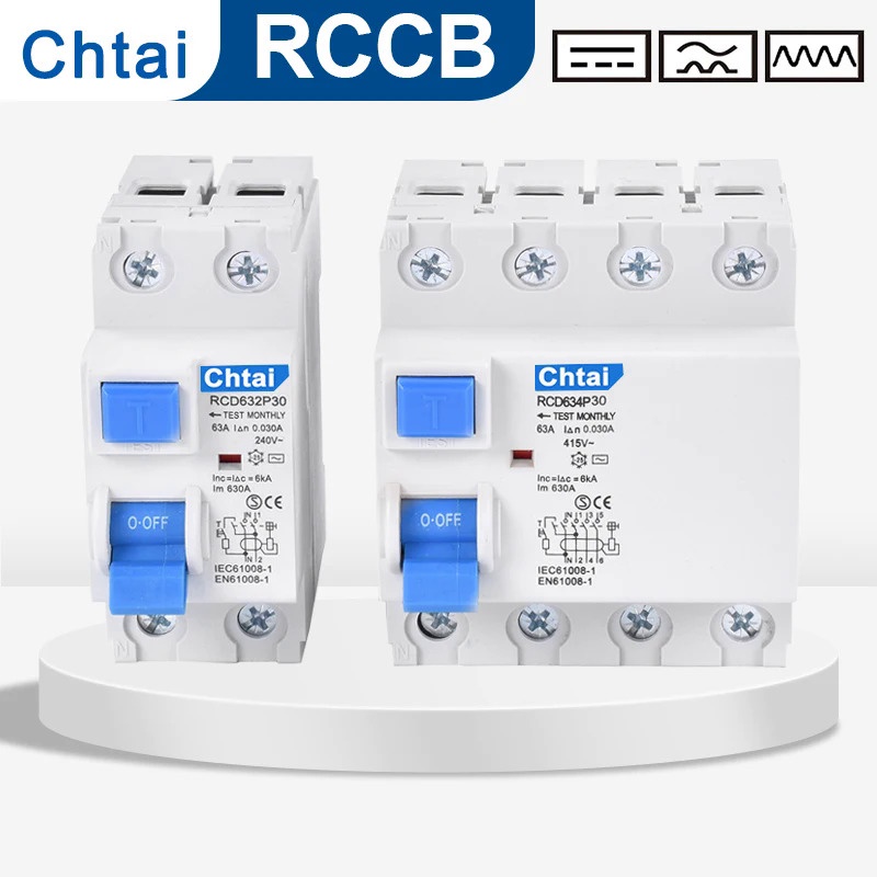 Rccb AC/A/b Type b RCD 2P 4P 63A 30 100 300ma 6kA เบรกเกอร์วงจรอัจฉริยะ ...