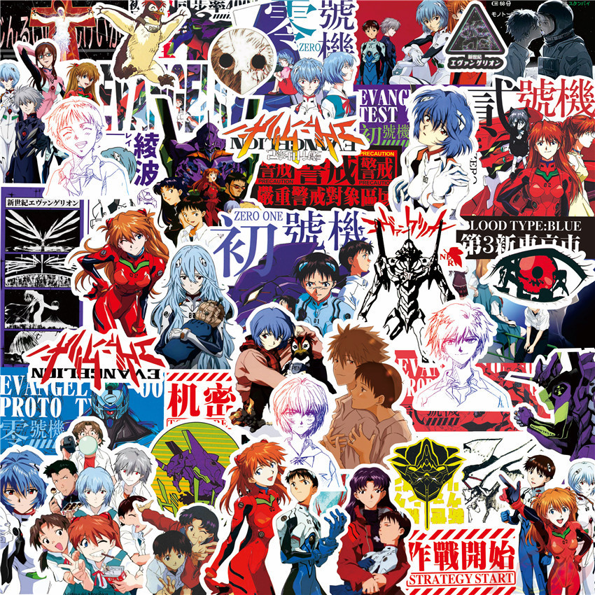 72Pcs/Set NEON GENESIS EVANGELIO . EVA Stickers Fashion DIY Decals ...