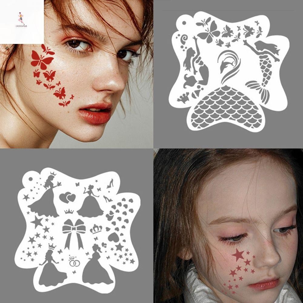 Cross Face Paint Templates, ภาพวาดมือ Hollowed Body Art Paint Stencils ...