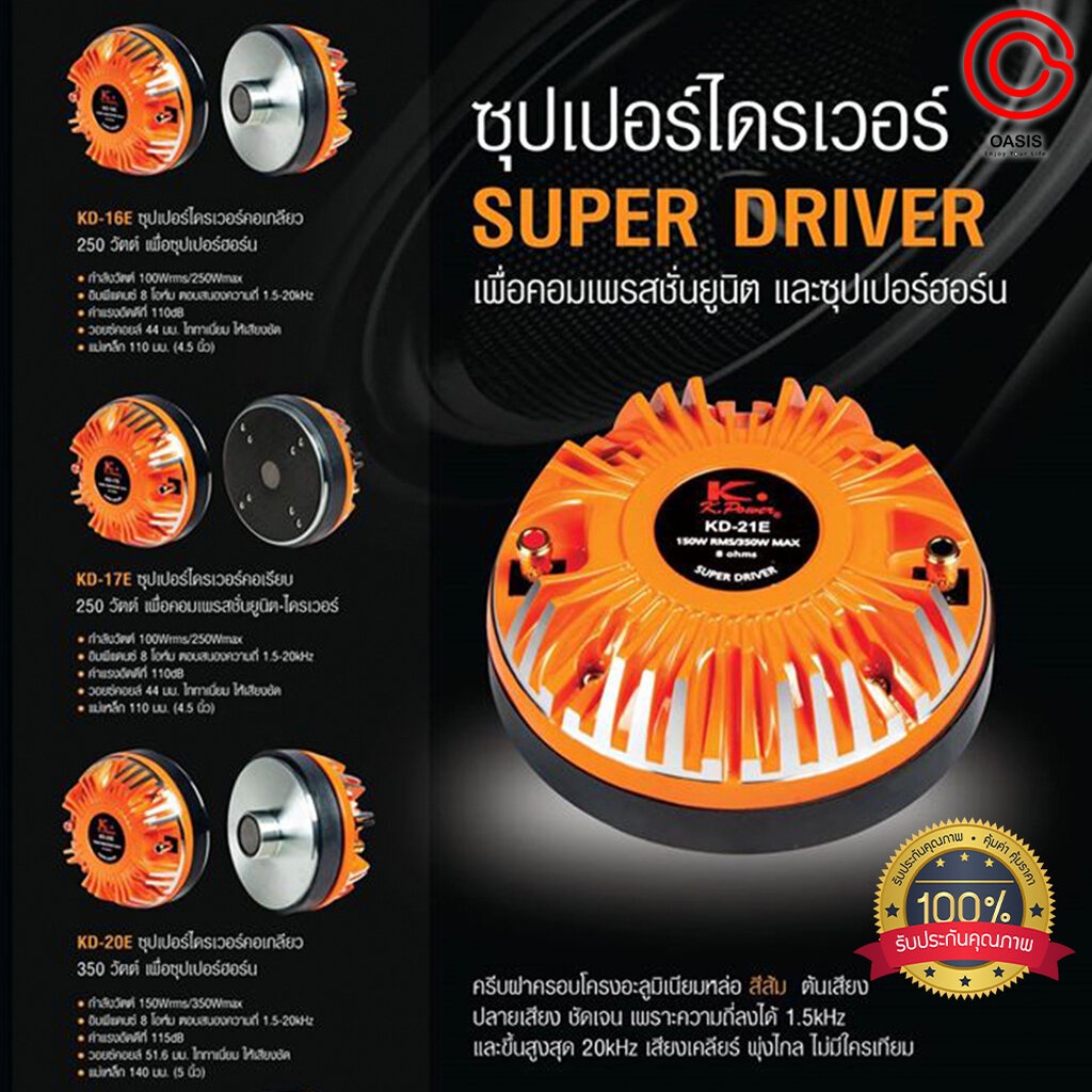 ซุปเปอร์ไดรเวอร์ Super Driver (แบบเกลียว/ยึดน๊อต) K.POWER KD-21E KD-20E KD-16E ไดร์เวอร์เสียง ...