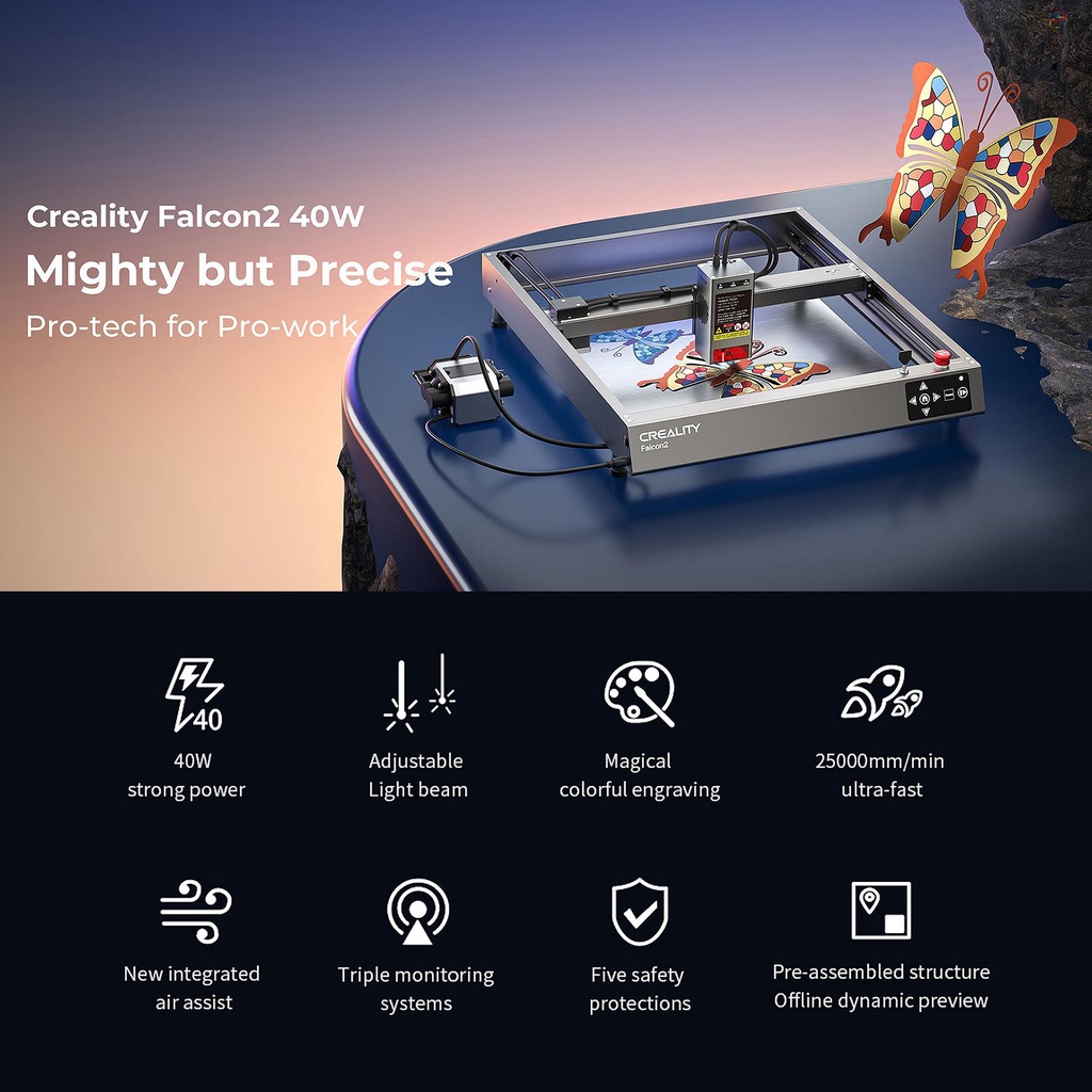 [TTHO] Creality Falcon2 หัวแกะสลักเลเซอร์ 40W พร้อมระบบช่วยเหลืออากาศใน ...